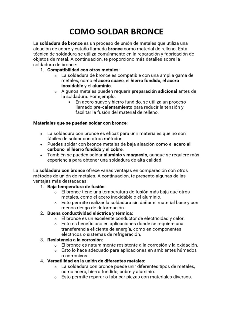 Guía para Soldar con Bronce | PDF | Construcción | Soldadura