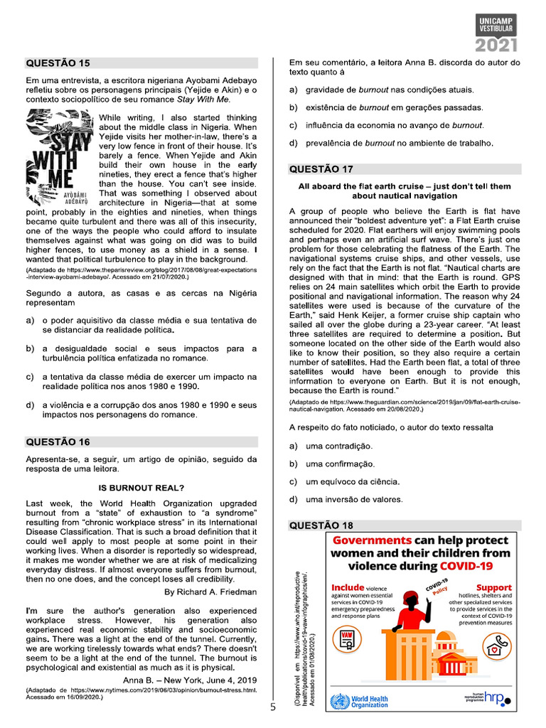 Unicamp 2021 1a Fase Pdf