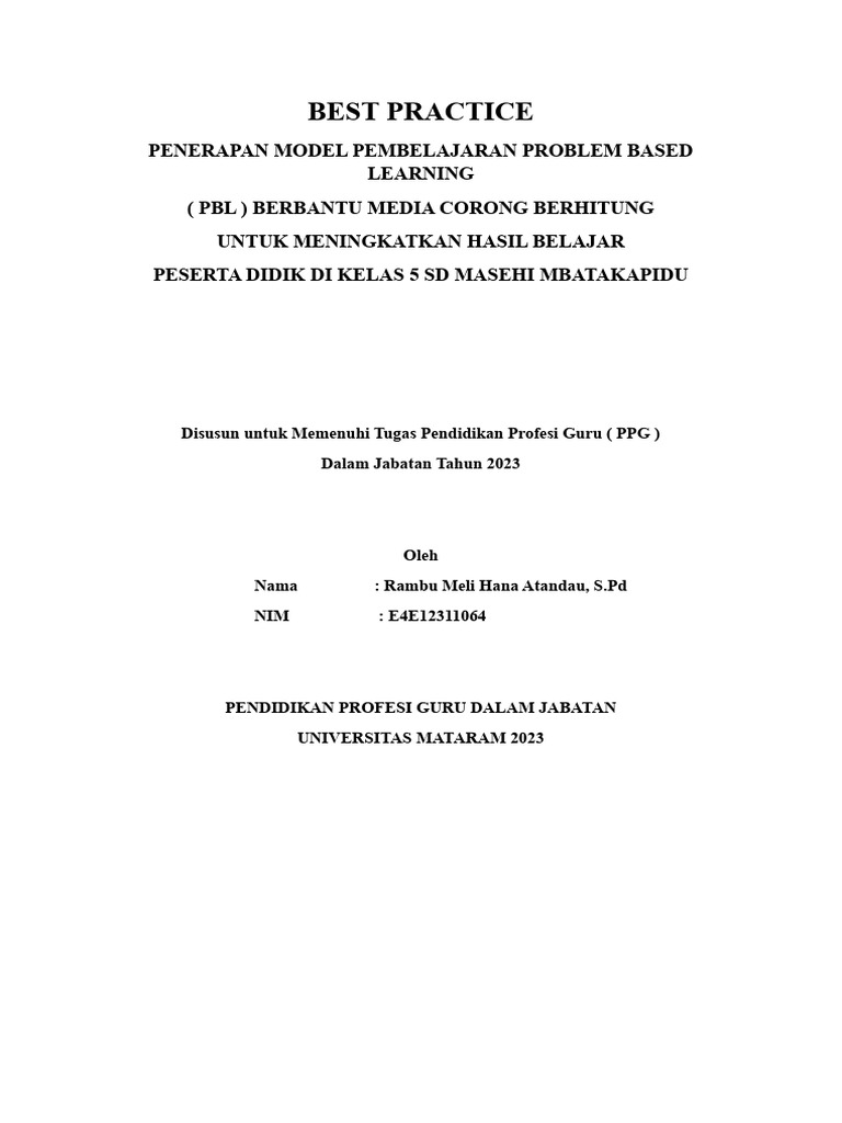 Best Practice PPG Daljab 2023 | PDF