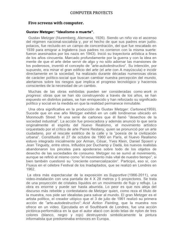 Five screens with computer - Gustav Metzger | PDF