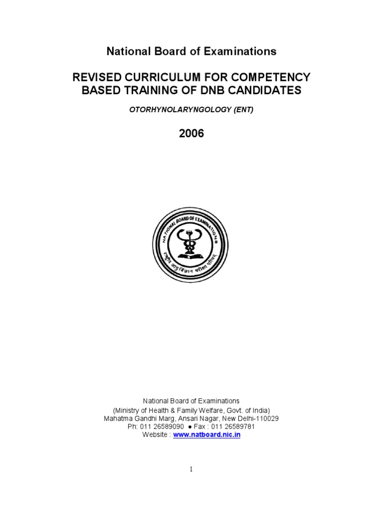 National Board of Examinations Revised Curriculum For Competency Based Training of DNB ...
