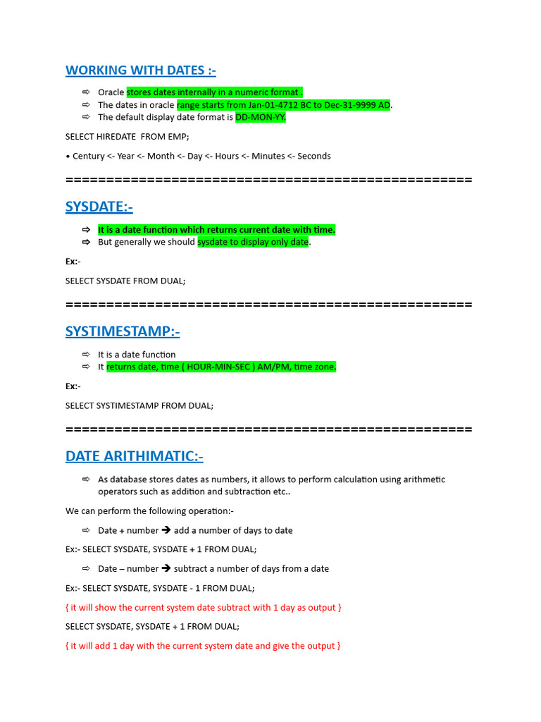 10-03-24 Sysdate, Date Function (Add - Months, Month - Between, Next - Day, Last - Day, Trunc ...