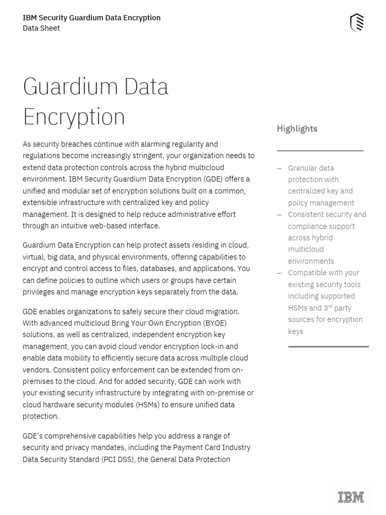 Guardium Data Encryption Data Sheet | Download Free PDF | Cloud Computing | Databases