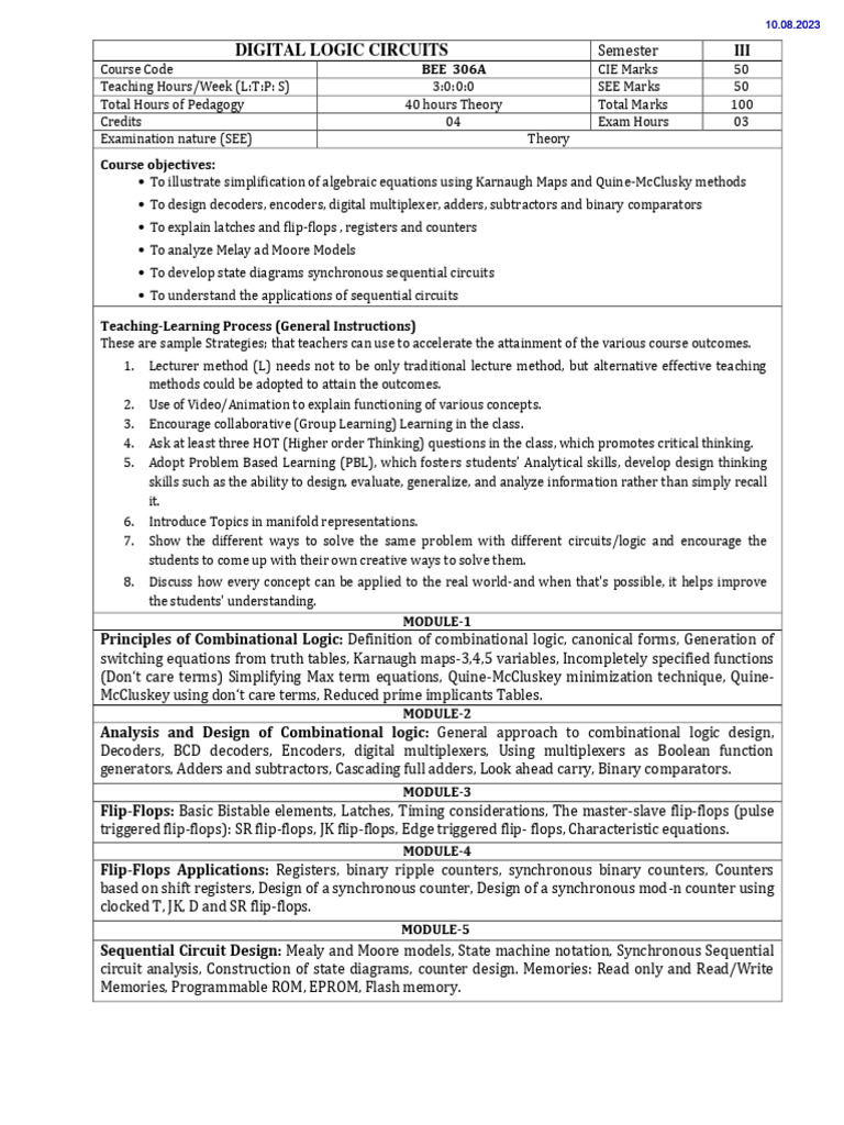 VTU_Digital_Logic_Design | PDF | Electronic Design | Computer Engineering
