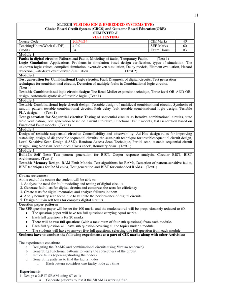 Vtu Mtech Vlsi Testing Pdf Digital Electronics Logic Synthesis