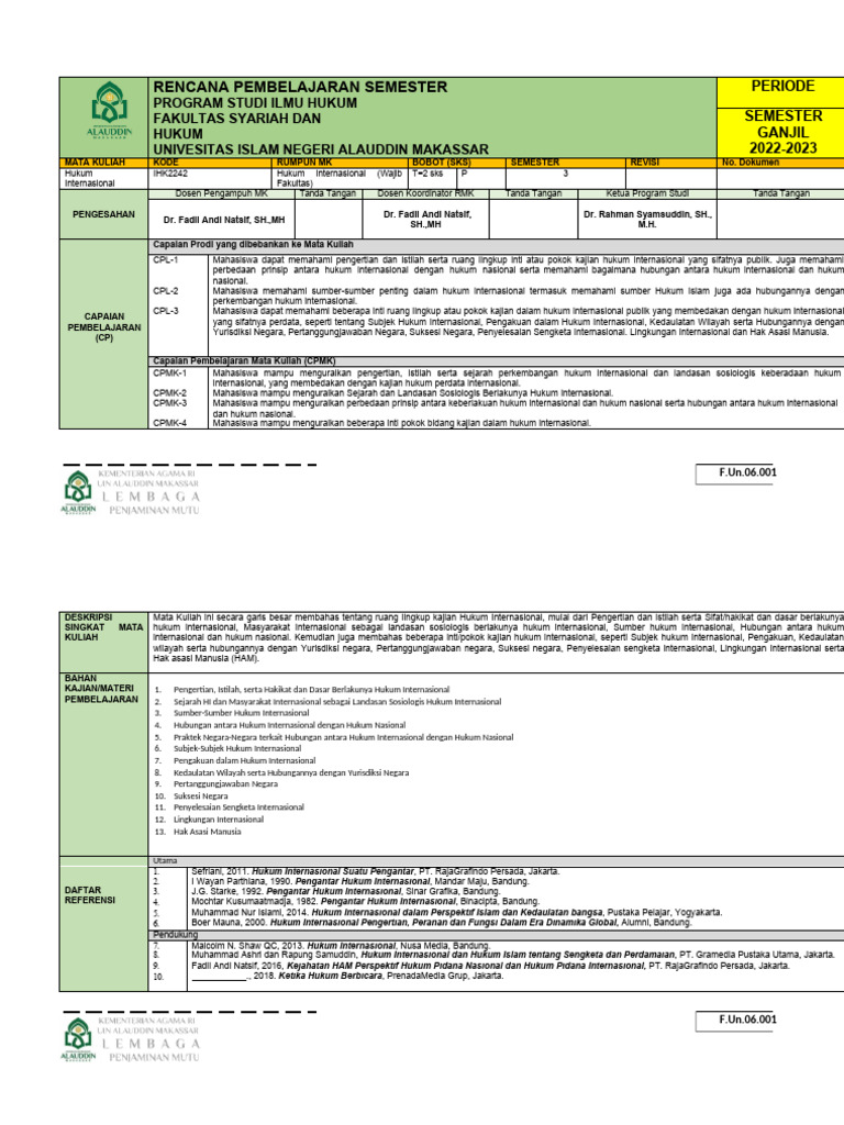 RPS HI Semester Gasal 2022-2023 | PDF