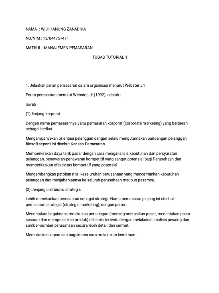 TT1 Manajemenpemasaran | PDF