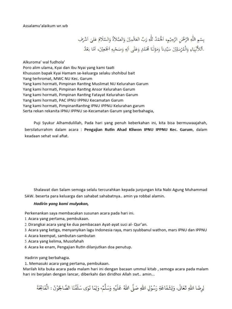 Teks MC Pengajian Rutin | PDF