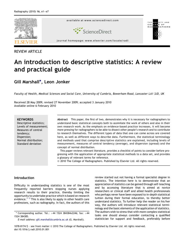 An Introduction To Descriptive Statistics | PDF | Level Of Measurement ...