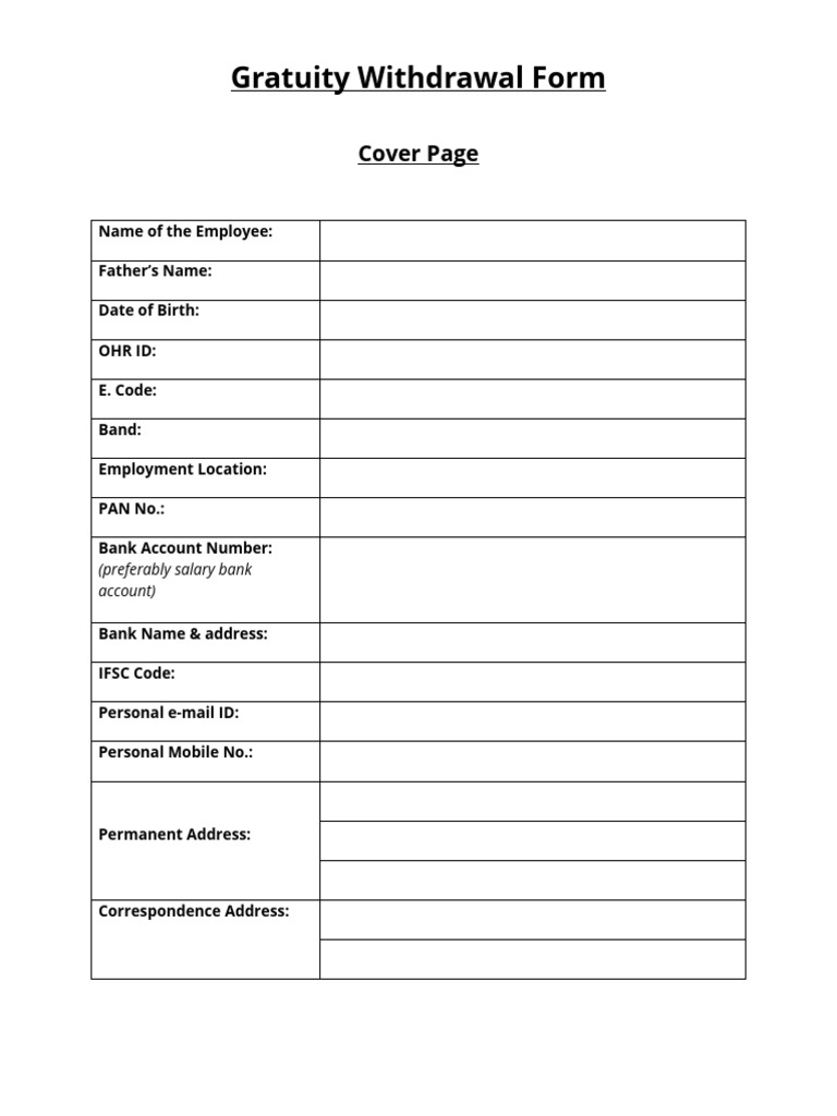 Gratuity Withdrawal Form Instructions | PDF | Law