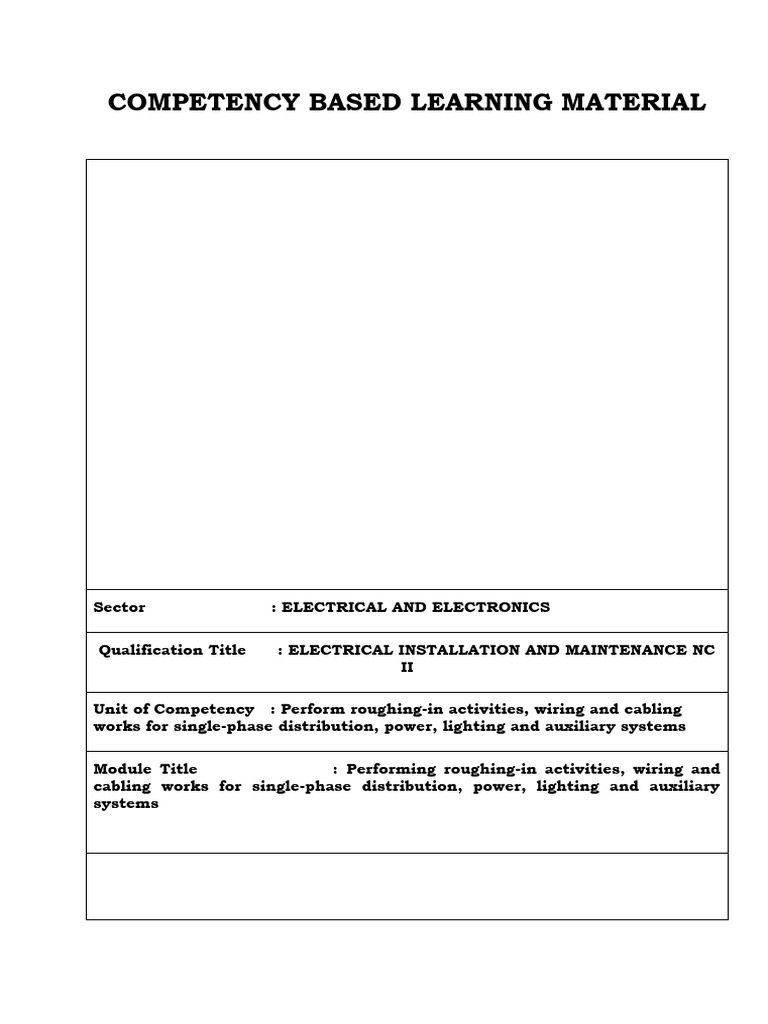 4 - Competency Based Learning Material (TORRES) | PDF | Electrical Wiring | Personal Protective ...
