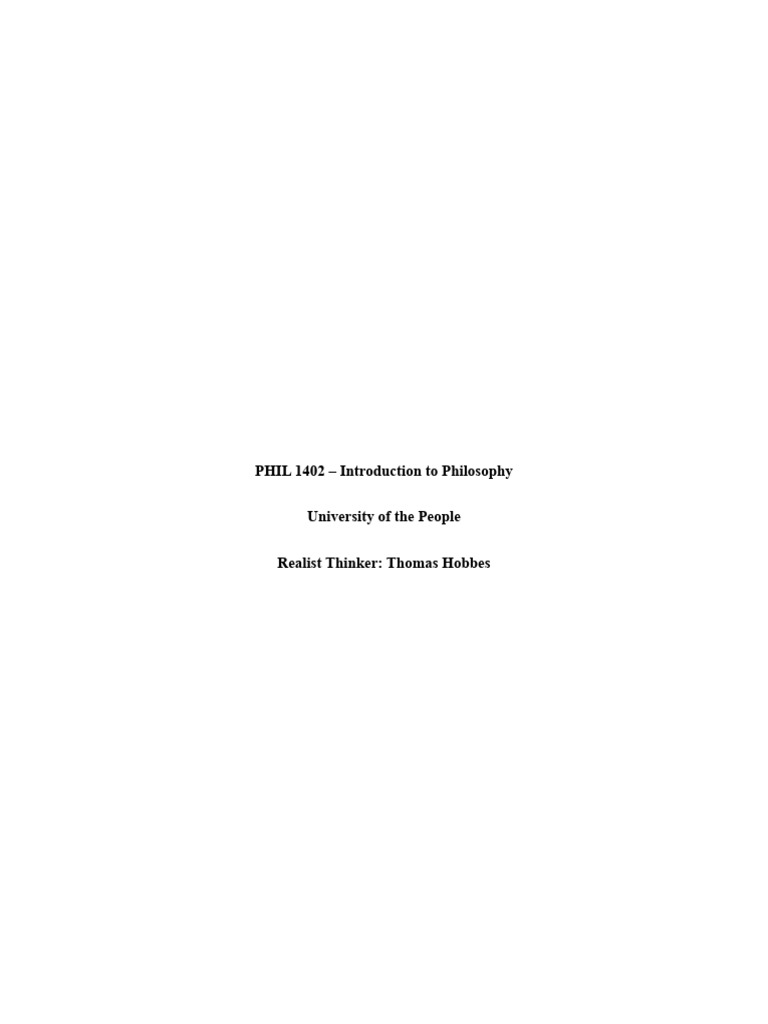 PHIL 1402 Written Assignment Unit 1 | PDF | Thomas Hobbes | Social Contract PHIL 1402 Written Assignment Unit 1 | PDF | Thomas Hobbes | Social Contract