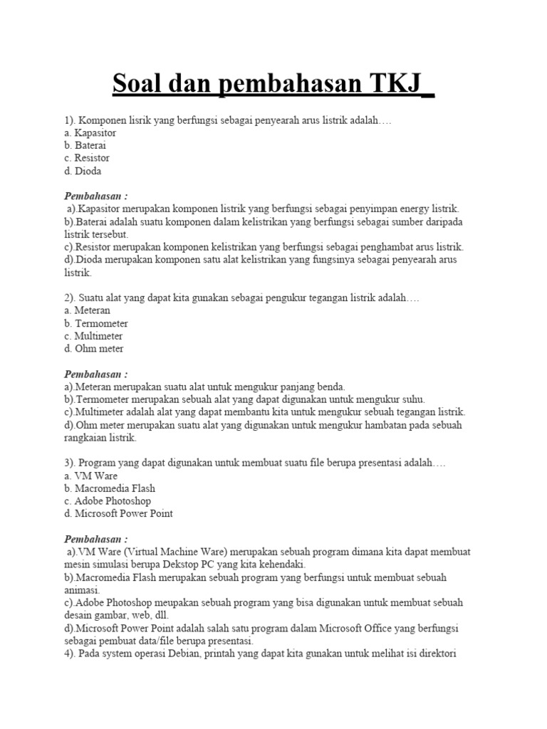 Soal Dan Pembahasan TKJ | PDF