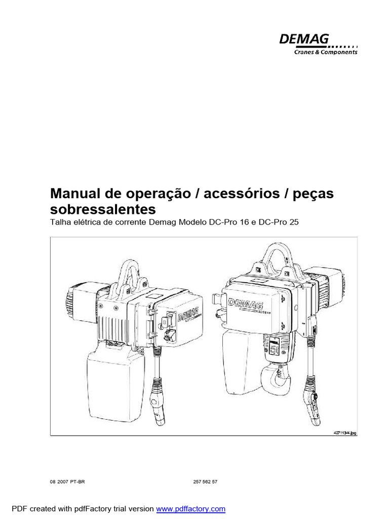 Manual Talha Elétrica Demag DC-Pro | PDF | Freio | Eletricista