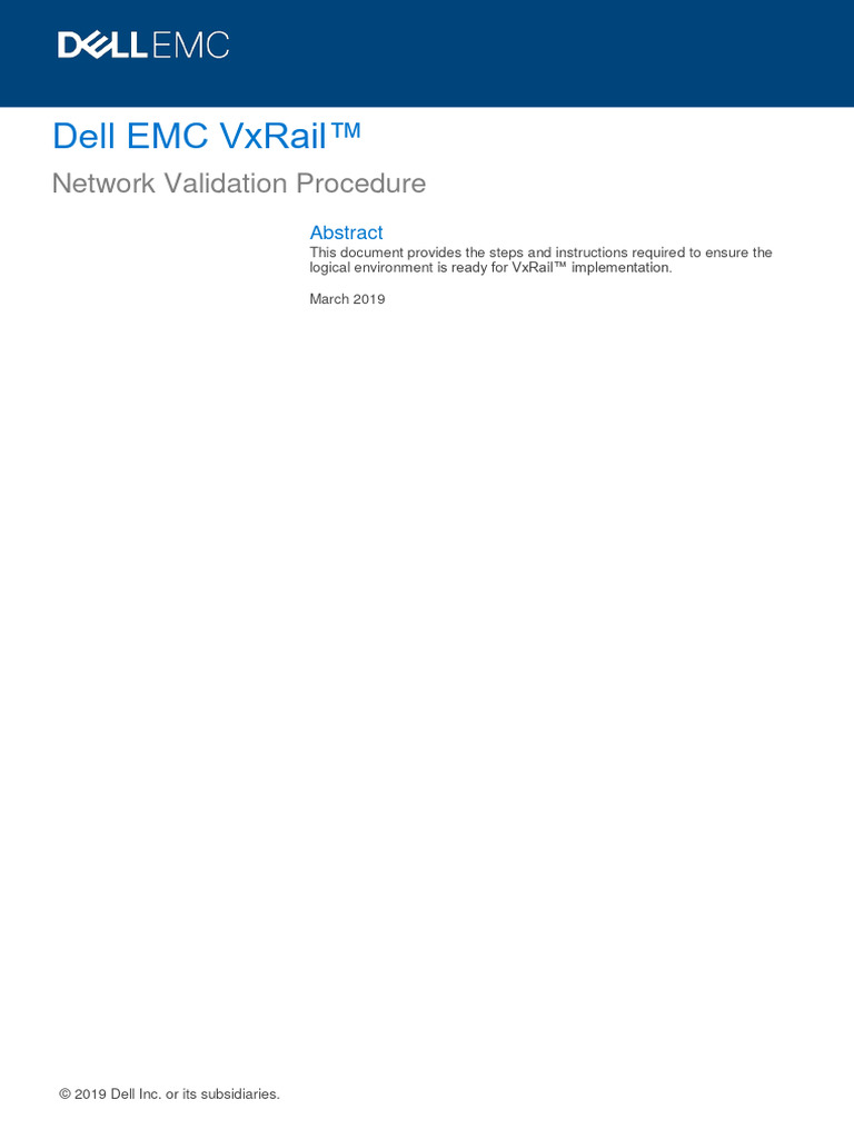 Dell EMC Network Validation Procedure For VxRail V1.0 | PDF | Ip ...
