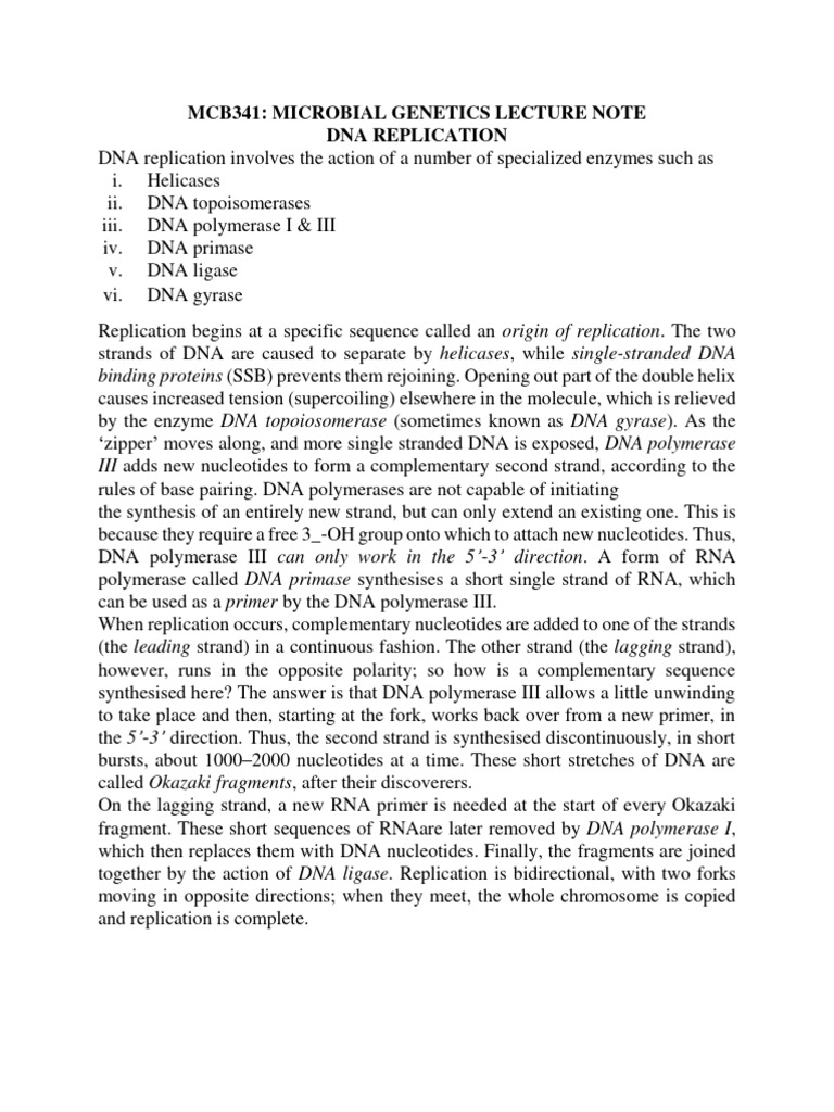 MCB341 Genetics Notes 3rd Part | PDF | Transformation (Genetics) | Dna ...