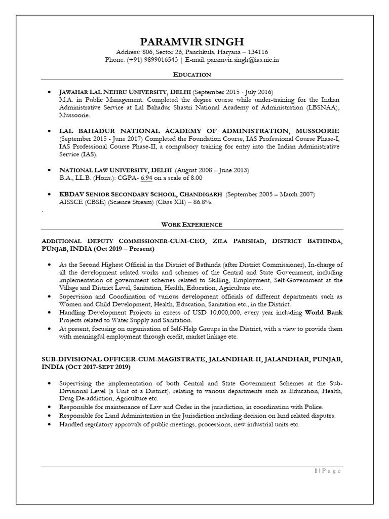 (CV, India) Paramvir - Singh | PDF | Delhi | New Delhi