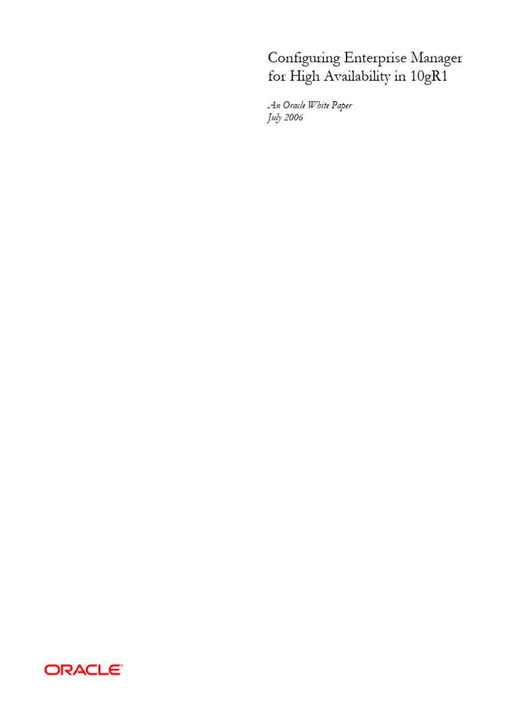 EM HA Arch 10gR1 | PDF | Computer Cluster | Load Balancing (Computing)