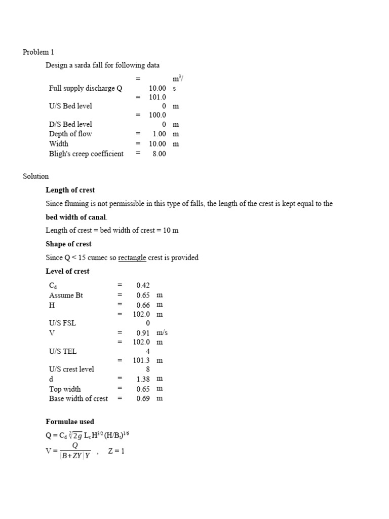 Sarda Fall Design Specifications | PDF | Earth Sciences | Hydrology