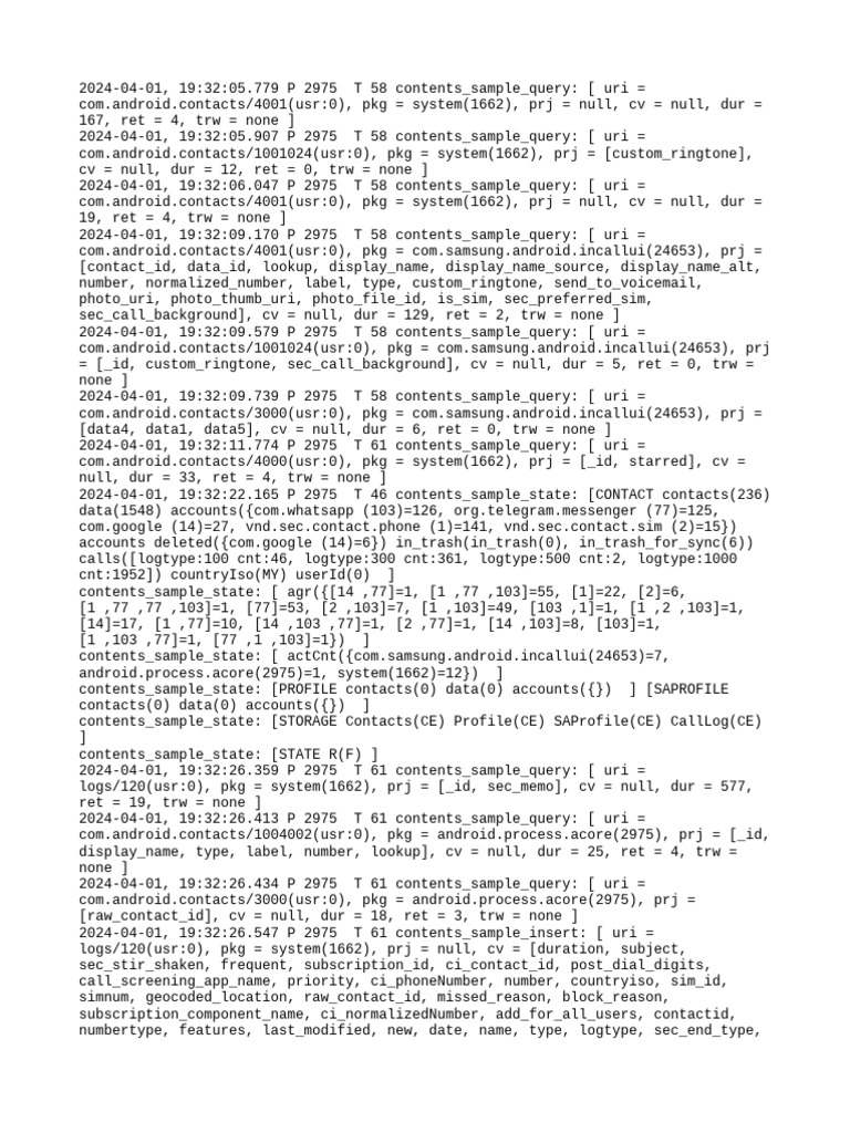 Android Contacts Log Analysis | PDF | Computing