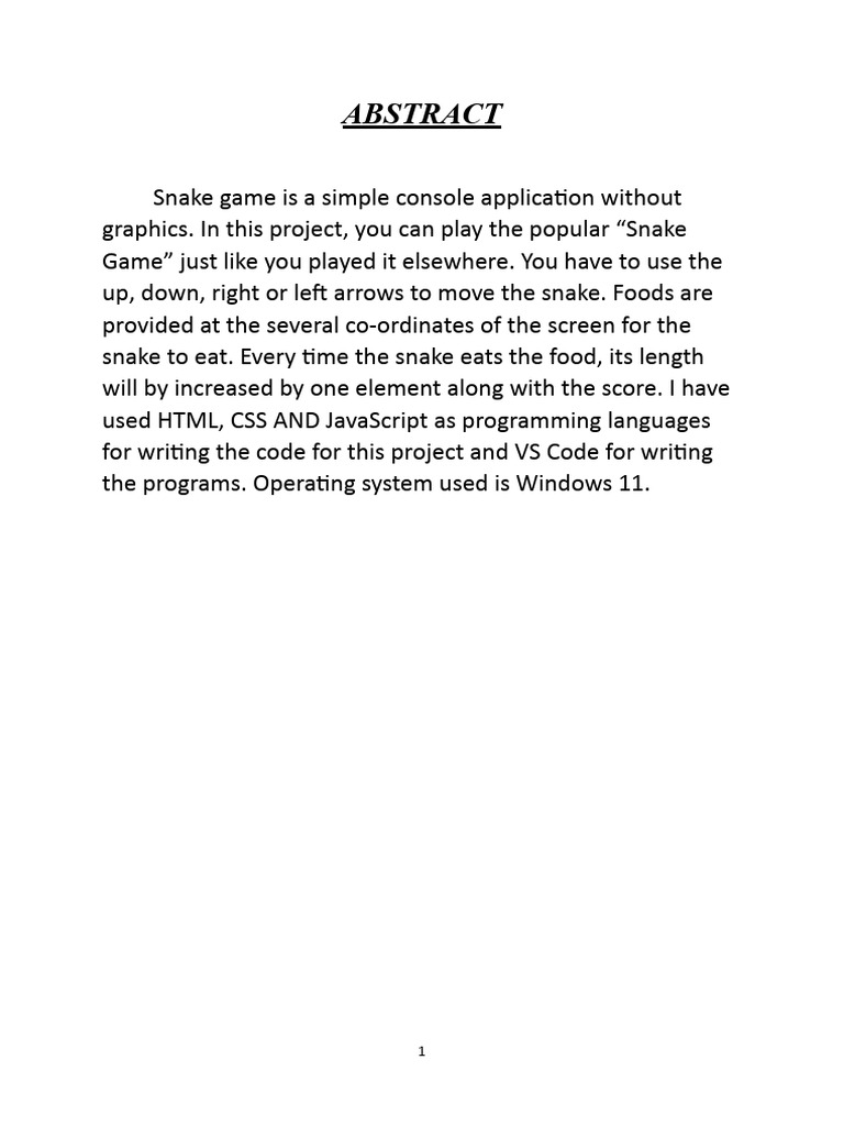 Snakegame Report | PDF | Software | Java Script