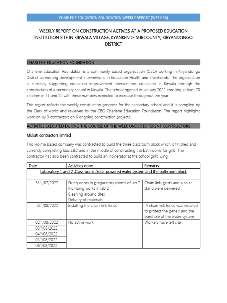 Cef - Week 36 Report | PDF