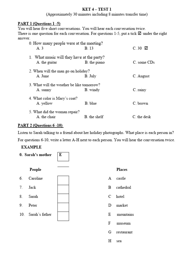 Listening Ket 4 (4 Tests) | PDF
