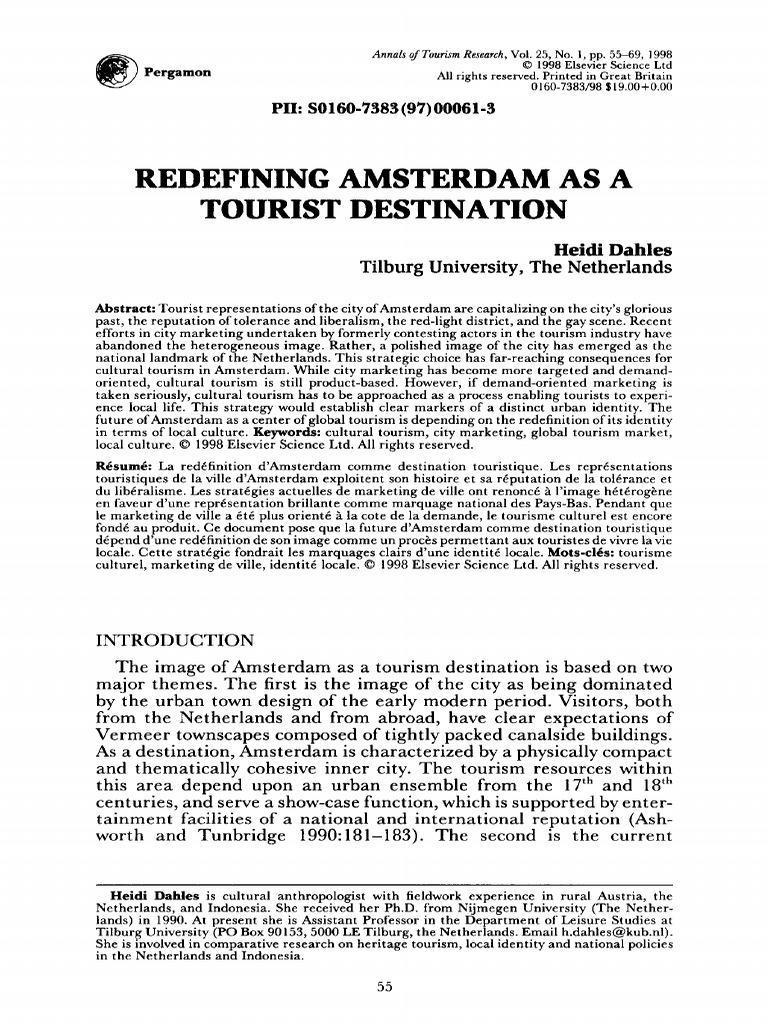 Amsterdam's Tourism Redefined | PDF | Tourism | Amsterdam