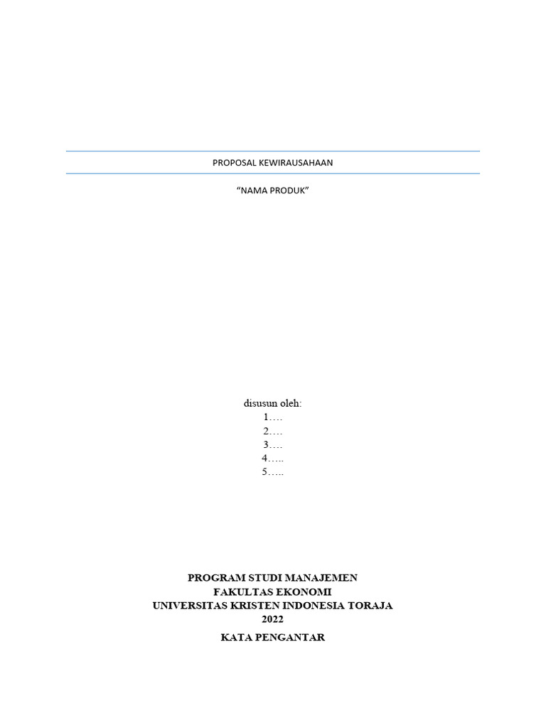 Proposal Kewirausahaan Produk 2022 | PDF | Bisnis