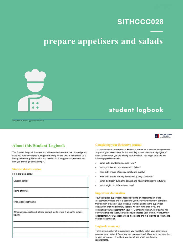 Culinary Student Logbook Guide | PDF | Cooking | Foods