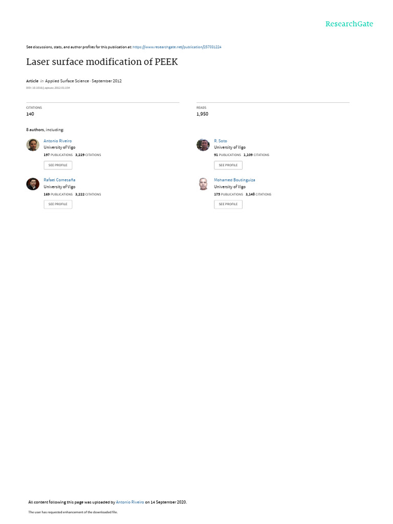 Paper PEEK | PDF | Laser | Wetting