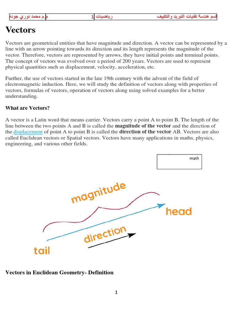 Vectors Pdf Euclidean Vector Velocity