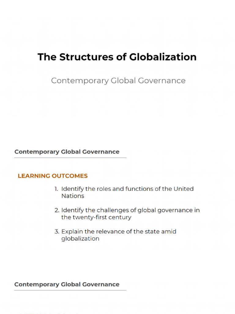 5F - The Structures of Globalization - Contemporary Global Governance | PDF