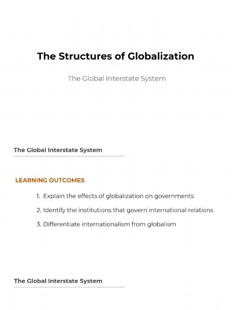 4F - The Structures of Globalization - The Global Interstate System | PDF