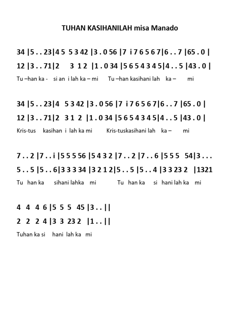Tuhan Kasihanilah Misa Manado | PDF