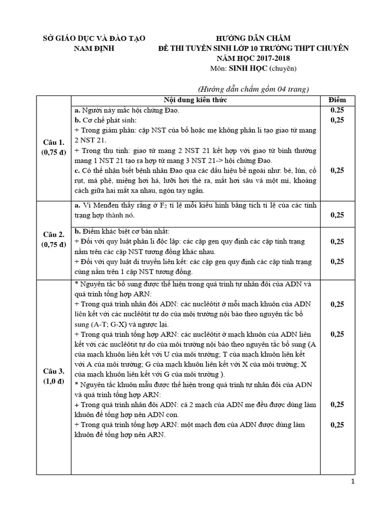 2017 - Sinh Chuyen - HDC | PDF