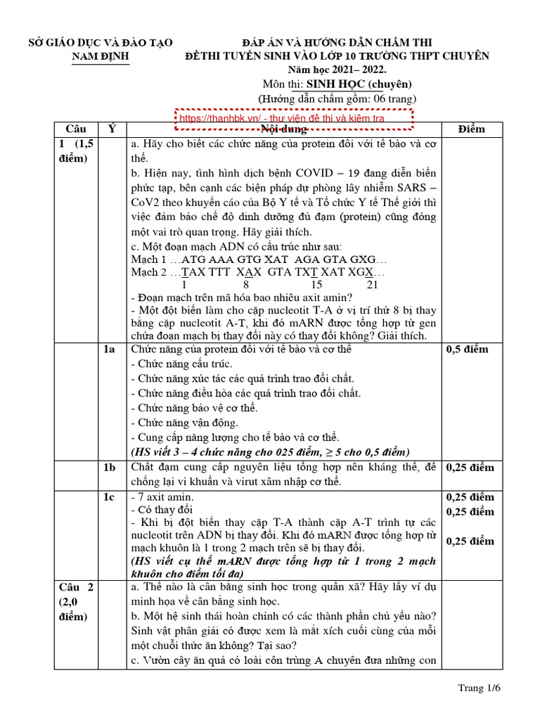2021 - Sinh Chuyen - HDC | PDF
