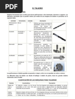 tabla de brocas, machuelos, equivalencias