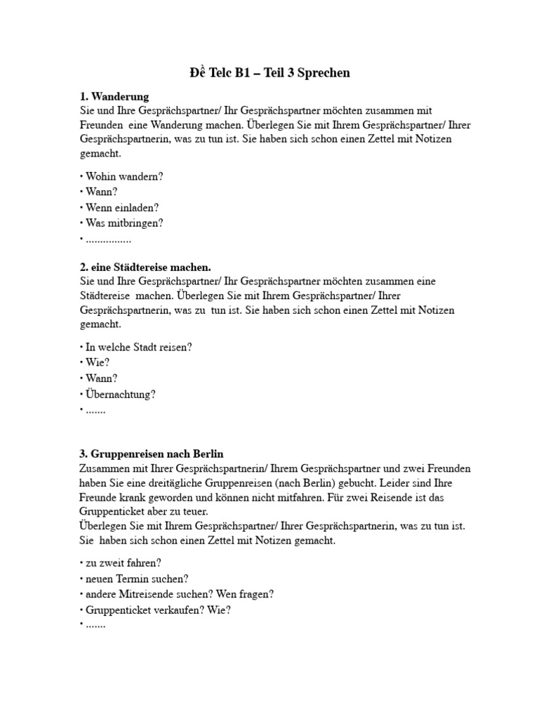 B1 Telc Sprechen Teil 3 | PDF