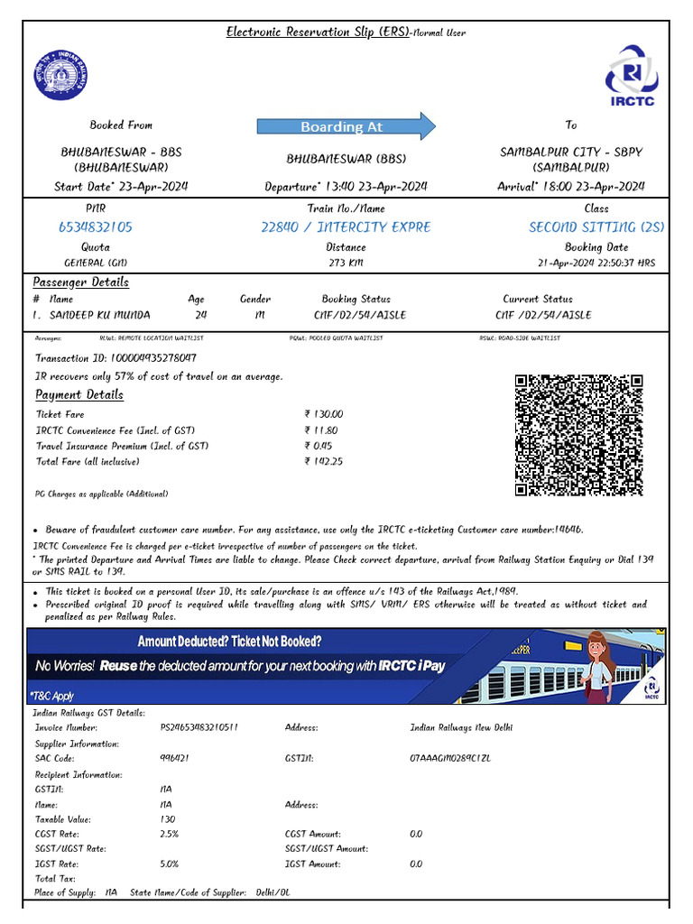 Intercity Expre Second Sitting (2S) | PDF | Identity Document