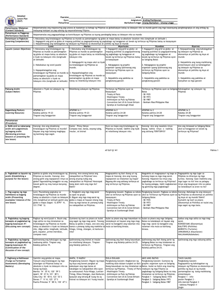 AP 6 DLP Q1 W1 | PDF
