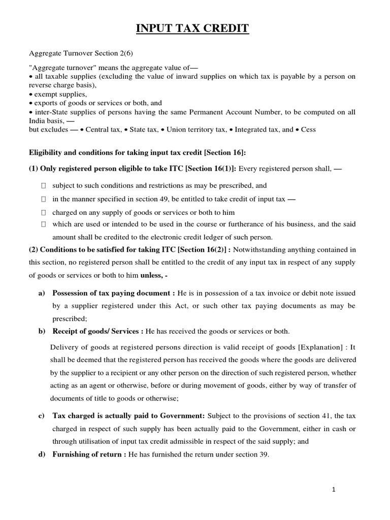 10 Input Tax Credit - TYBCOM | PDF | Taxes | Receipt