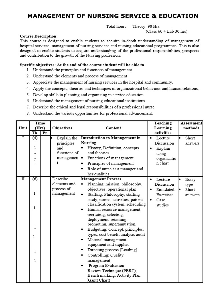 Nursing Service & Education Management | PDF | Nursing | Hospital