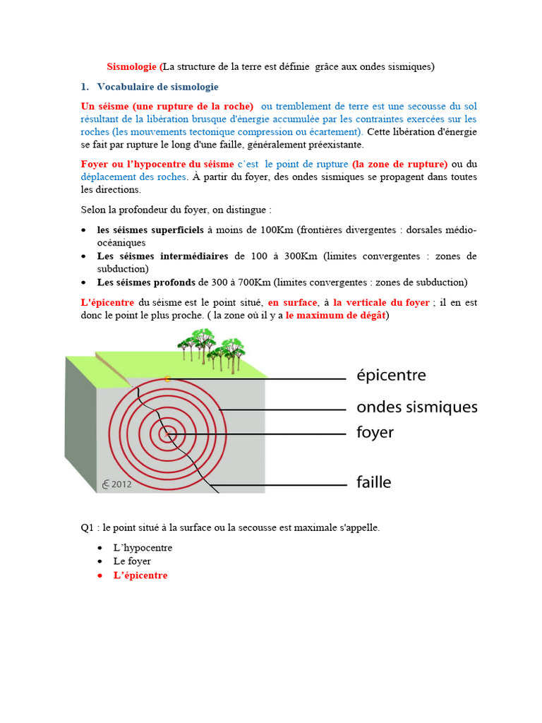 Chapitre 2 Sismologie | PDF | Tremblements de terre | Sismologie