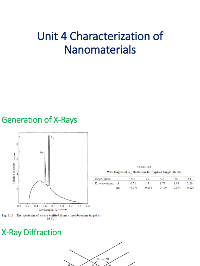 Unit 4 Characterization of Nanomaterials | PDF | Diffraction | X Ray ...