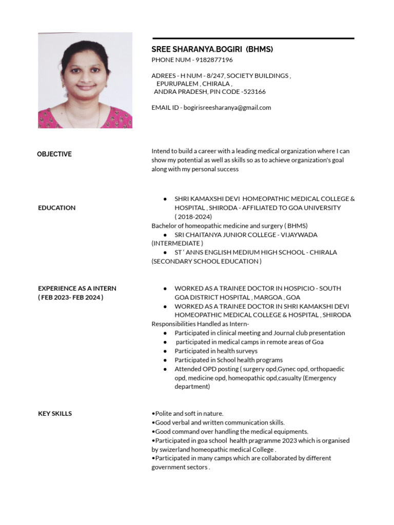 Sree Sharanya - Bogiri (BHMS) : Objective | PDF | Health Care | Public ...