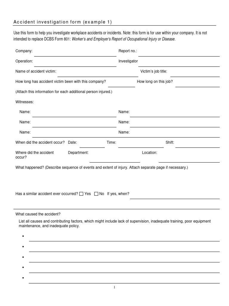 Workplace Accident Investigation Form | PDF