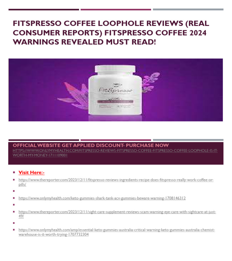 Fitspresso Coffee Reviews & Warnings 2024 | PDF | Cooking, Food & Wine