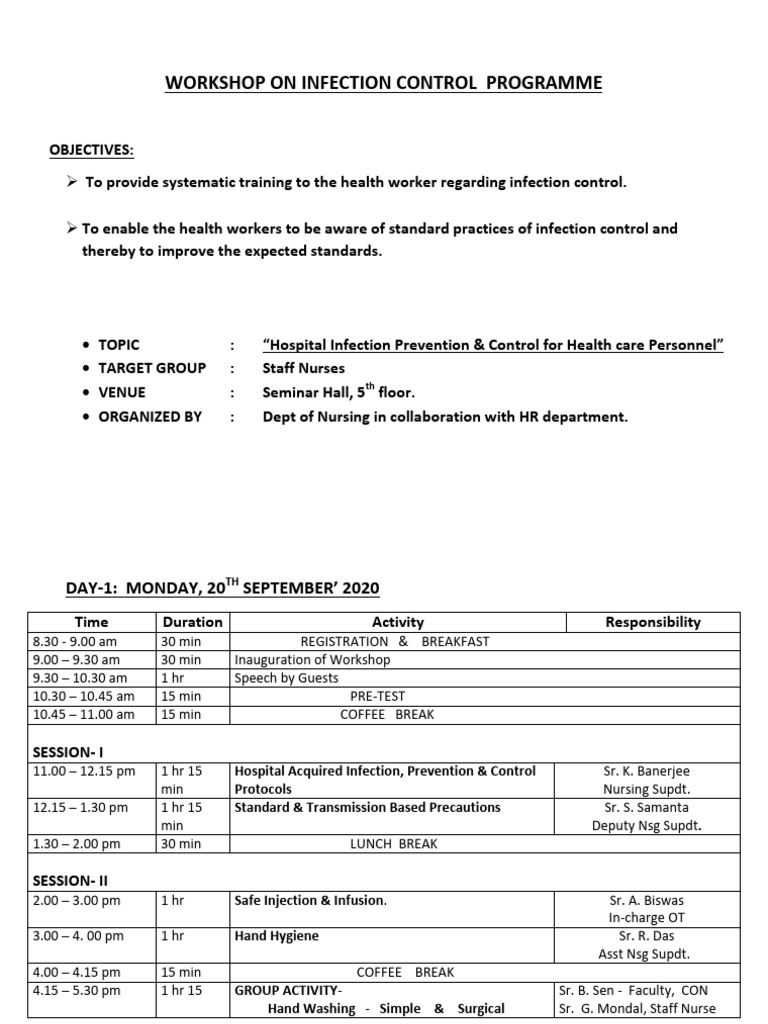 A 3-Day Workshop-Infection Control | PDF | Medical Specialties | Medicine