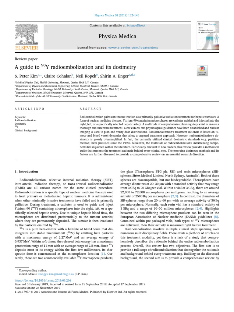 A Guide To Y90 Radioembolization and Its Dosimetry | PDF | Liver ...